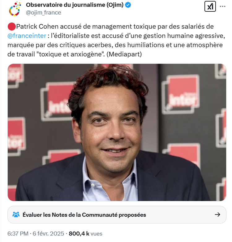 Patrick Cohen accusé de management toxique par des salariés de France ...